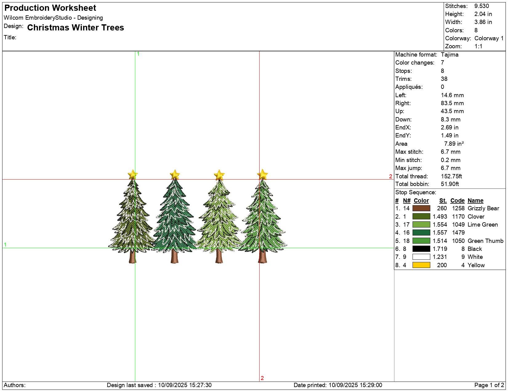 Christmas Winter Trees Embroidery Design – 4 Pine Tree Line, EMB ...