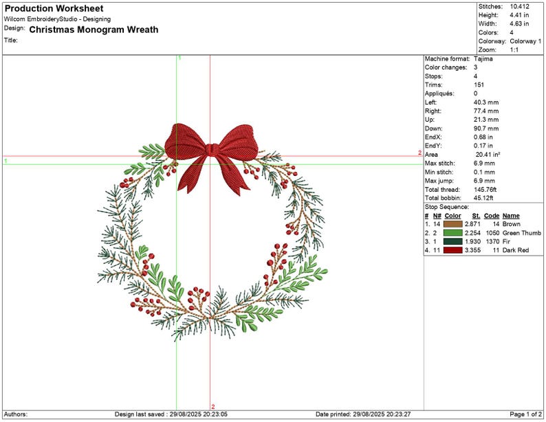 Christmas Wreath Monogram Embroidery Design - 3 Sizes, EMB File ...