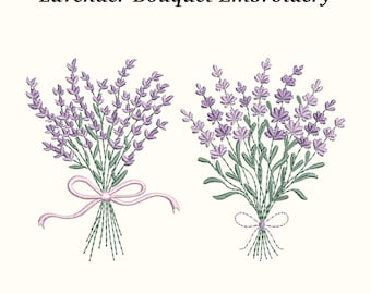 Lavender Bouquet Embroidery Design: Floral Stitch File (EMB, DST, PES ...