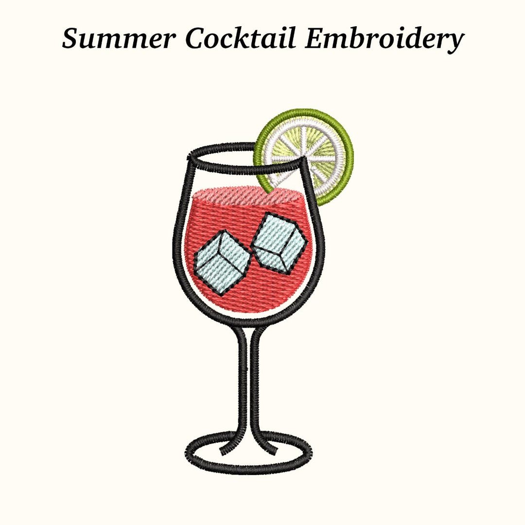 Summer Cocktail Embroidery Design: Tropical Margarita (EMB File ...