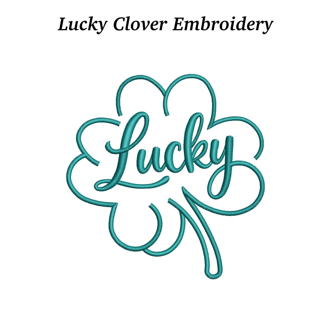Lucky Clover Embroidery Design | Four Leaf Outline Stitch File (EMB ...