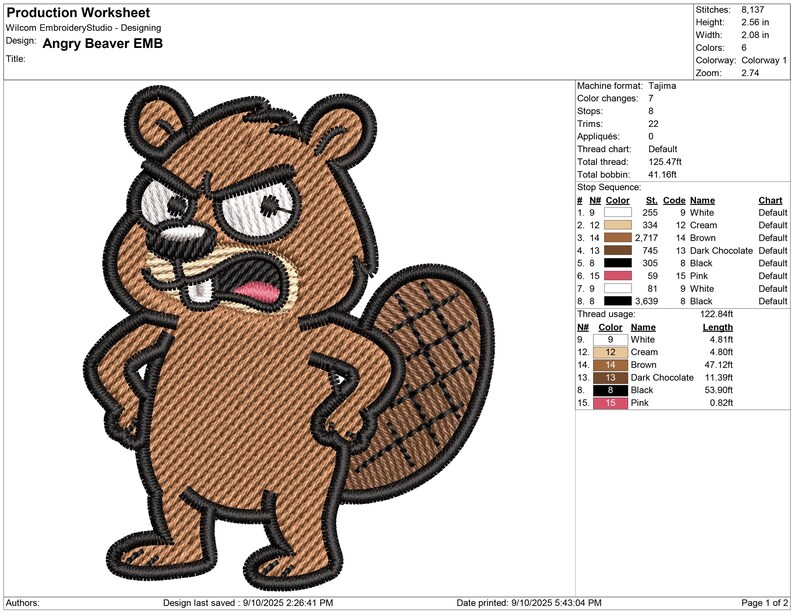 Funny Angry Beaver Embroidery Design: Cartoon Animal Pattern (instant ...