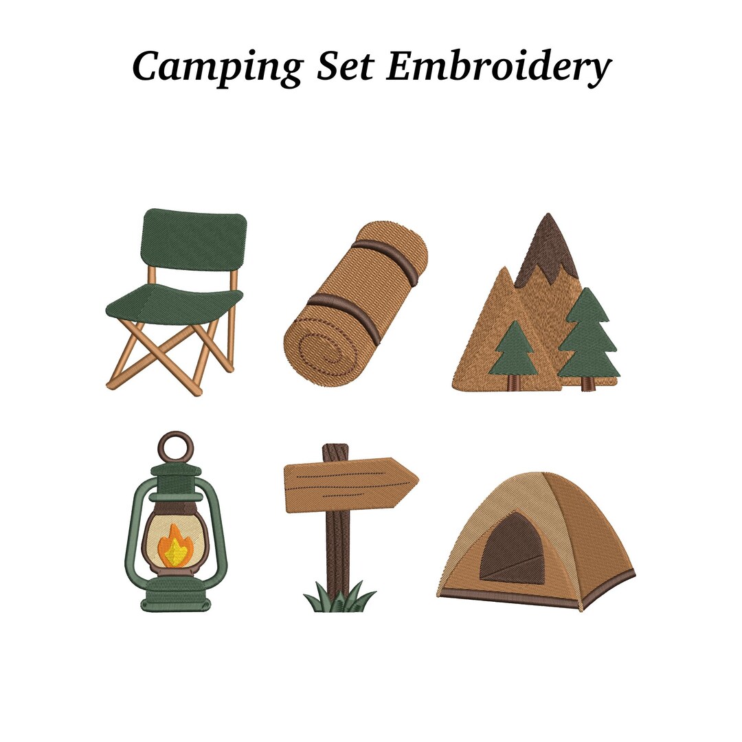 Camping Embroidery Designs | Rustic Outdoor Set (EMB Included) - Etsy