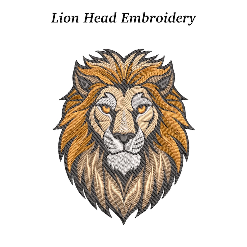 Regal Lion Head Embroidery Design: King Animal Outline (EMB Included ...