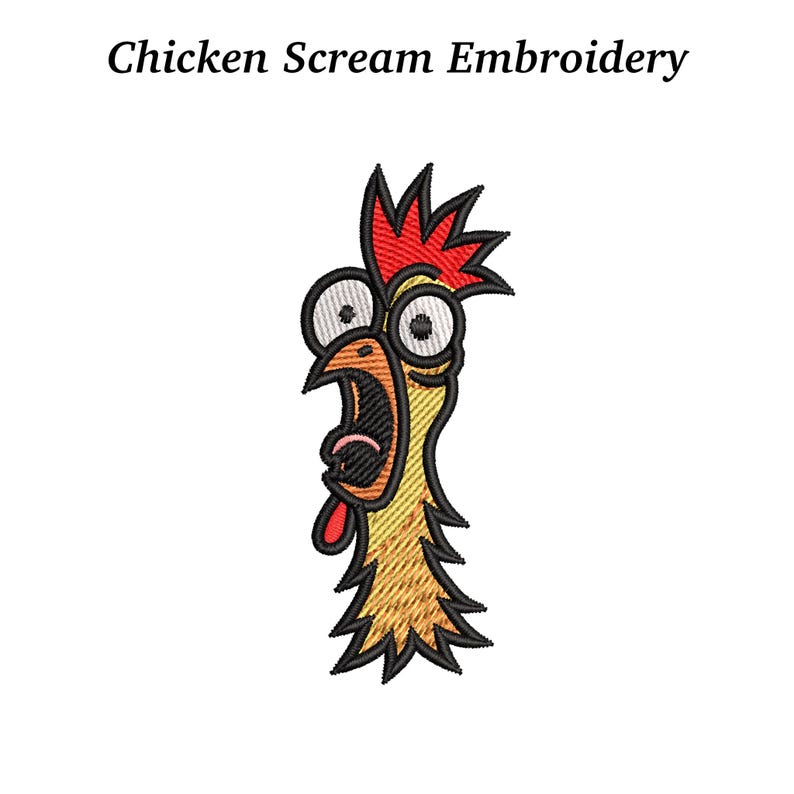 Chicken Scream Embroidery Design: Funny Rooster Farm Animal (EMB Files ...