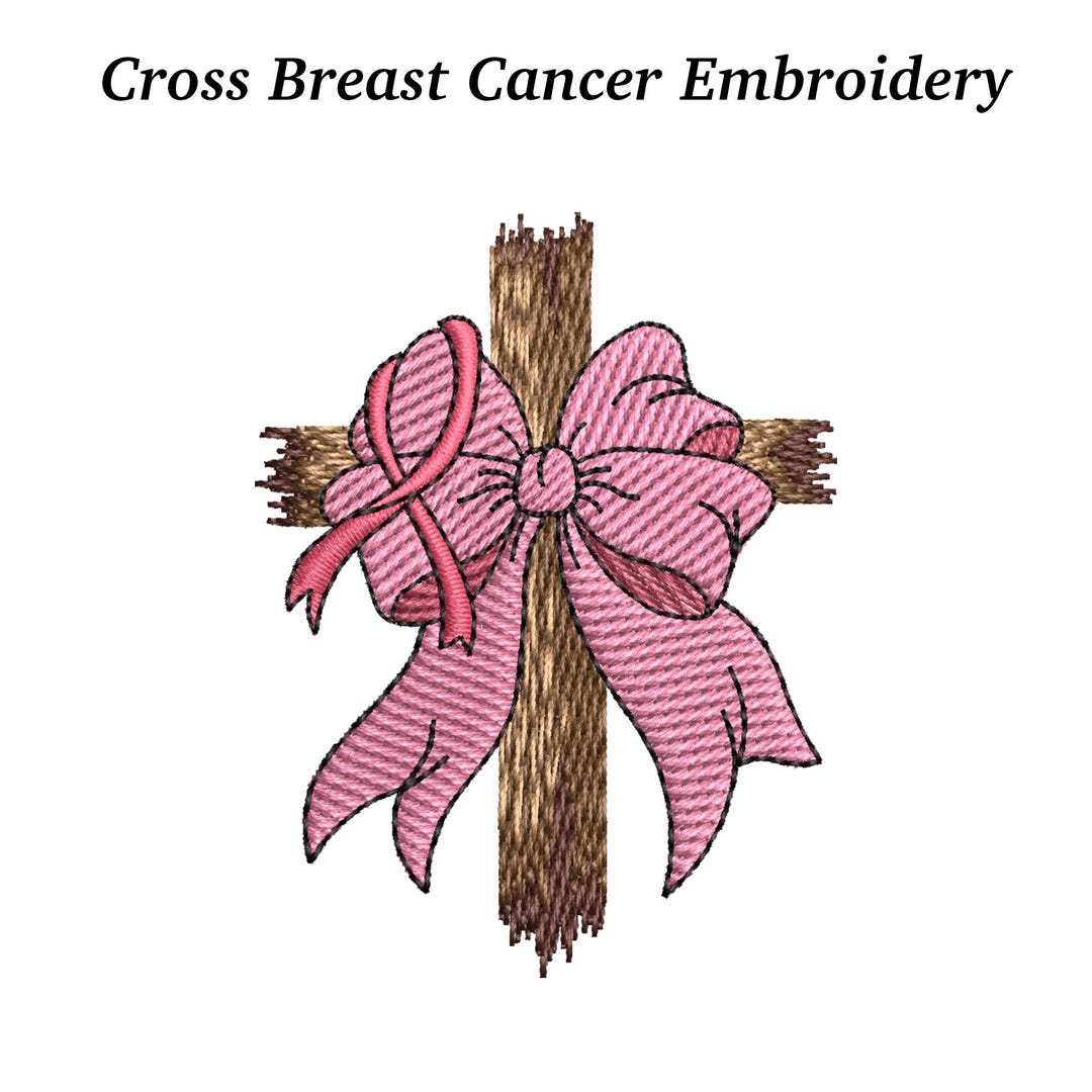 Preppy Cross Breast Cancer Embroidery Design: Pink Ribbon (EMB Included ...