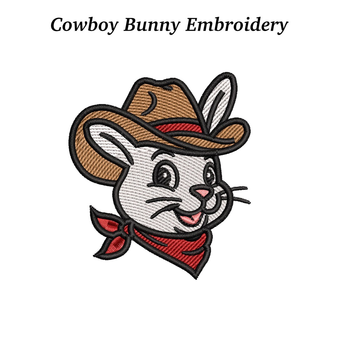 Cowboy Bunny Embroidery Design, Western Rabbit Machine Embroidery (EMB ...