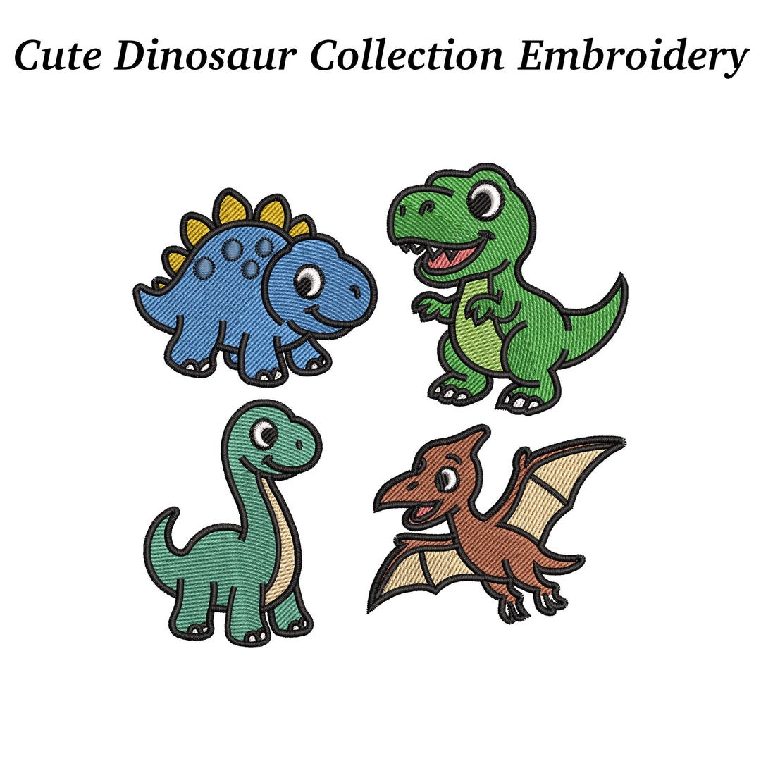 Cute Dinosaur Embroidery Design, Kids Jurassic Pattern (instant ...