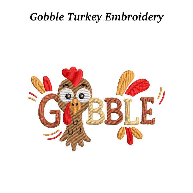 Gobble Embroidery Design, Funny Thanksgiving Turkey, EMB Included ...