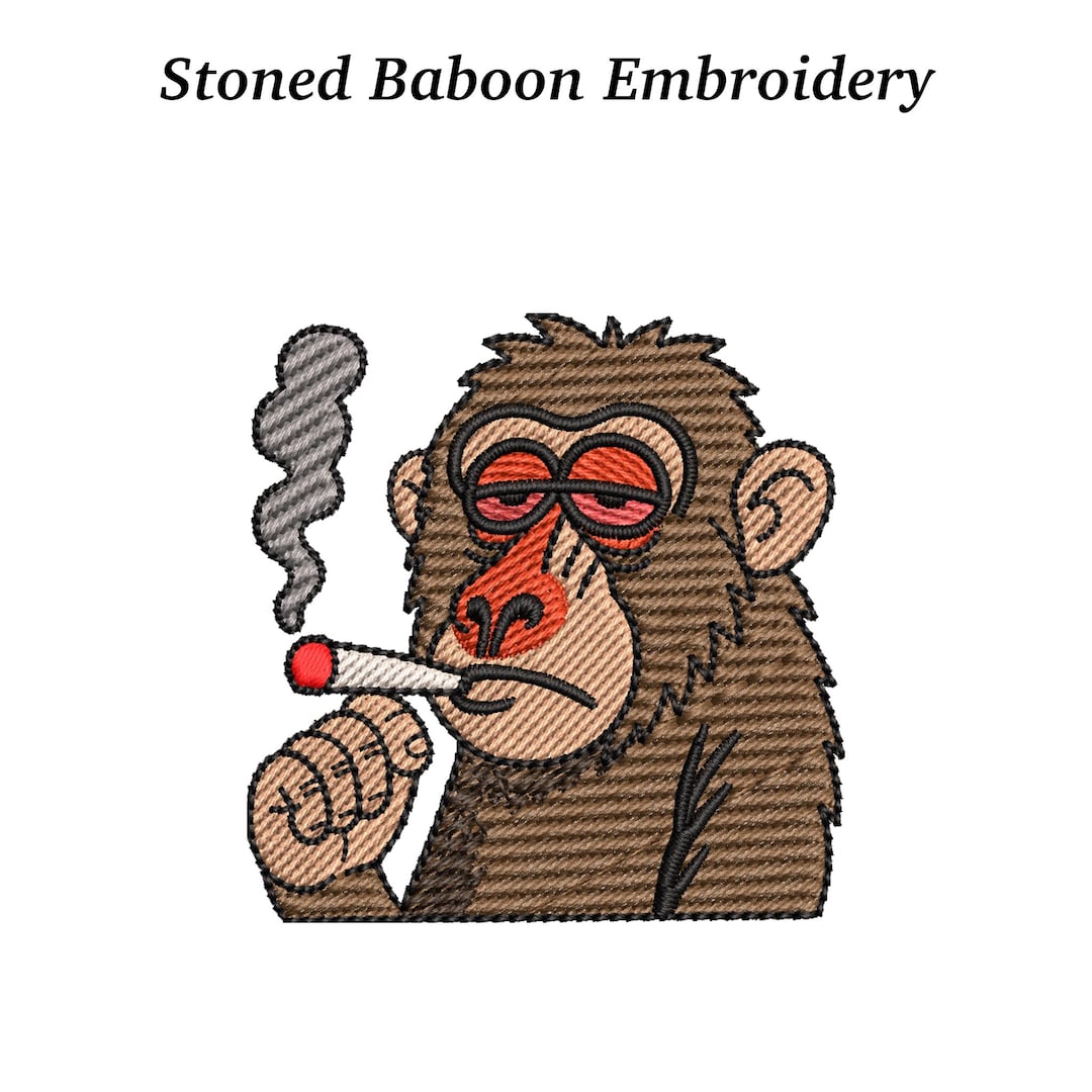 Stoned Baboon Embroidery Design, Funny Trippy Animal (EMB Included) - Etsy