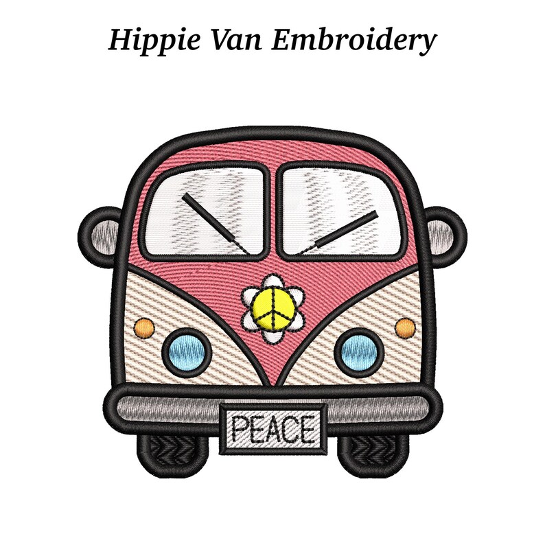 Retro Hippie Van Embroidery Design: 70s Boho Bus (EMB Included) - Etsy