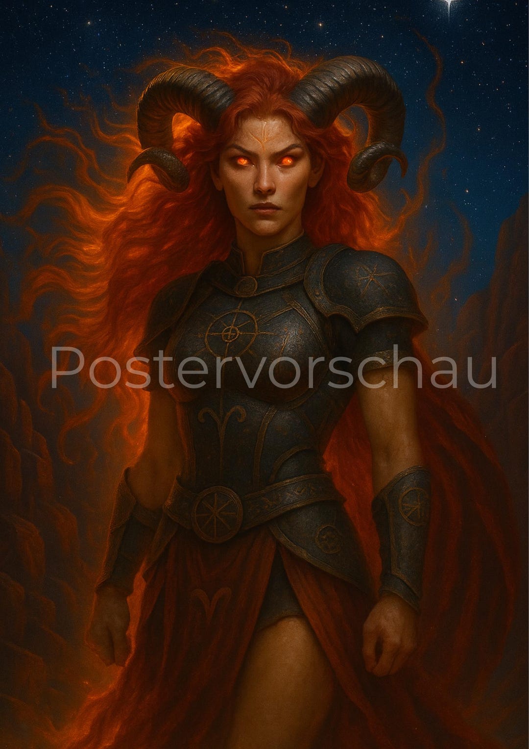 Aries Poster Mystical Zodiac Sign Poster to Print Cosmic Wall ...