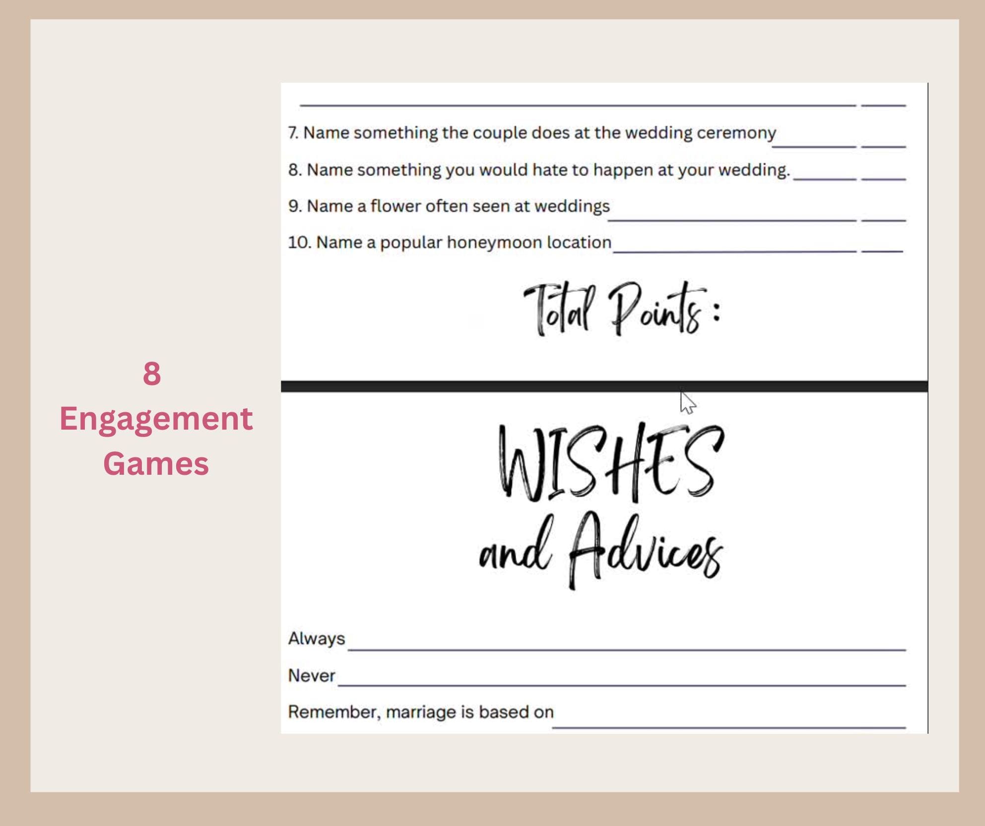 Printable Engagement Party Games Engagement Game Bundle Proposal ...