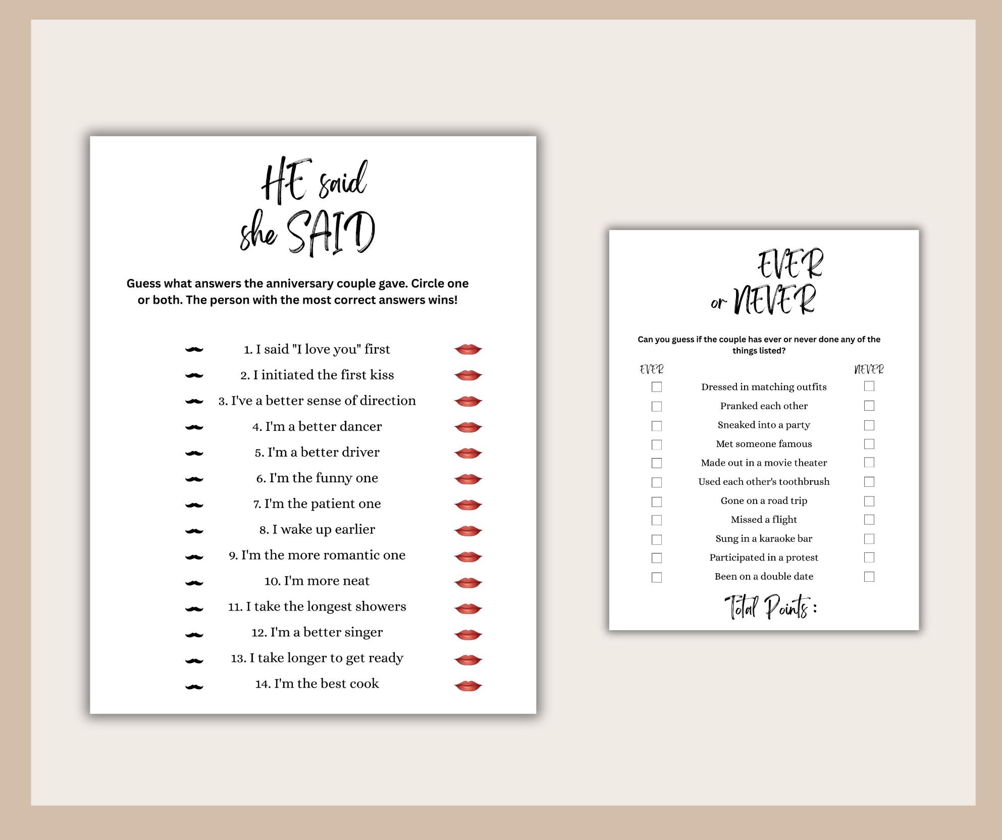 Printable Engagement Party Games Engagement Game Bundle Proposal ...