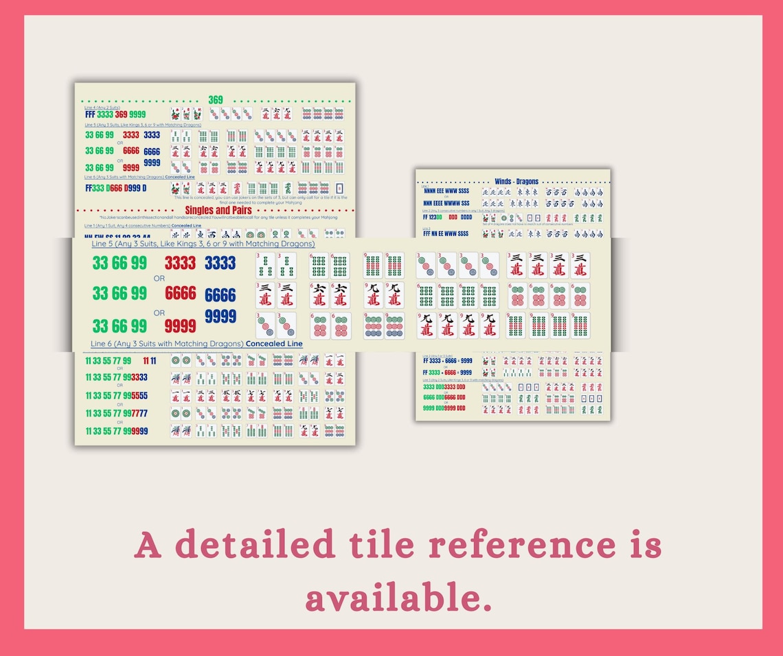 Mahjong 2025 Printable Cheat Sheet, NMJL Card 2025 Hands Guide ...