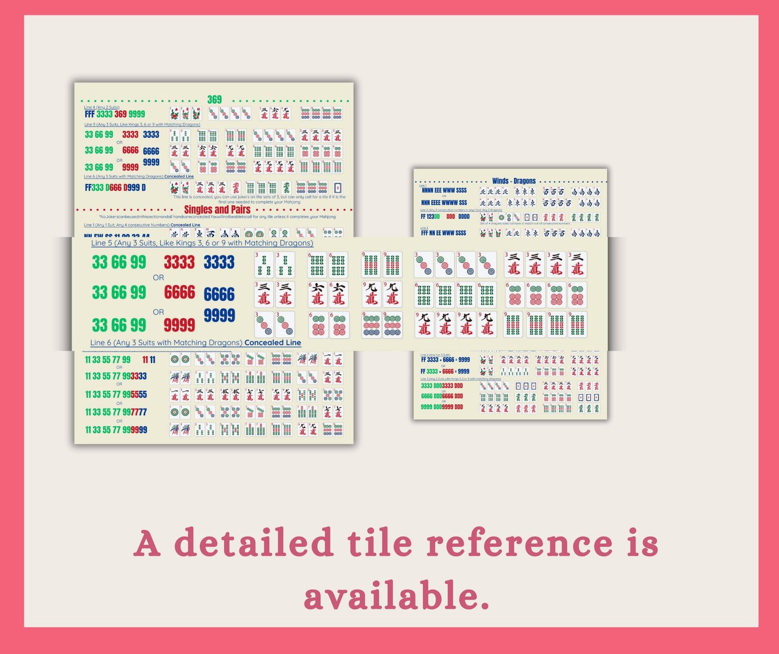 Mahjong 2025 Printable Cheat Sheet, NMJL Card 2025 Hands Guide ...
