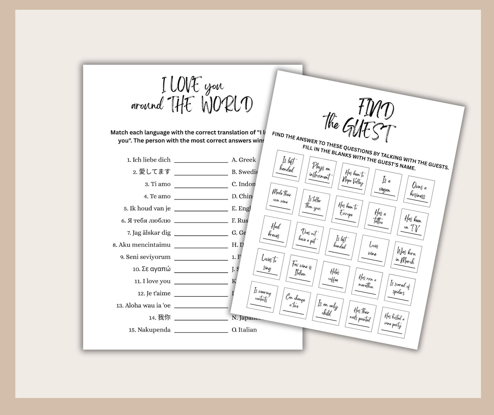 Printable Engagement Party Games Engagement Game Bundle Proposal ...