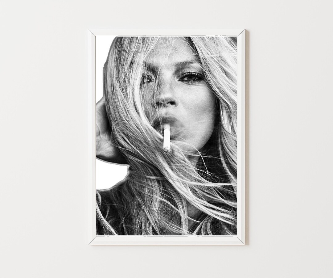 Kate Moss Poster, Black and White Portrait Photo, Iconic Model Poster ...