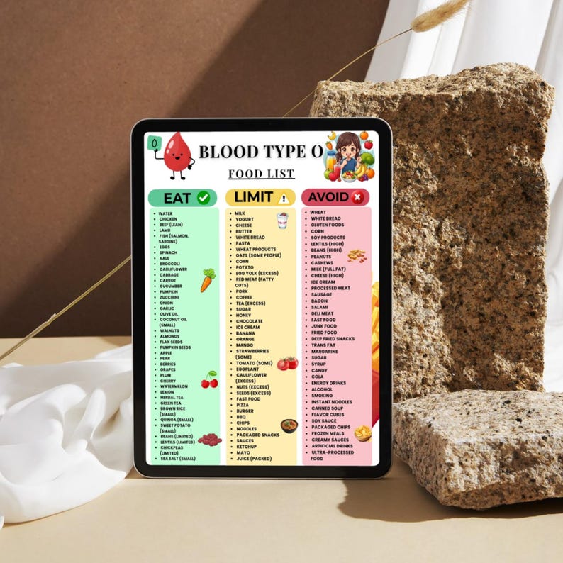 Blood Type O Food List Printables , Blood Type O Diet Grocery List ...