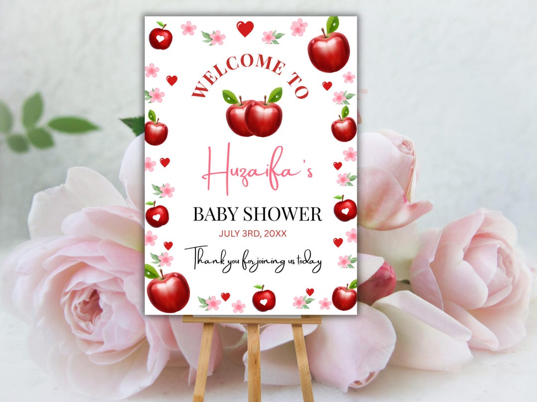 Apple Baby Shower Welcome Sign Fruit Themed Editable Template 18" X 24 ...