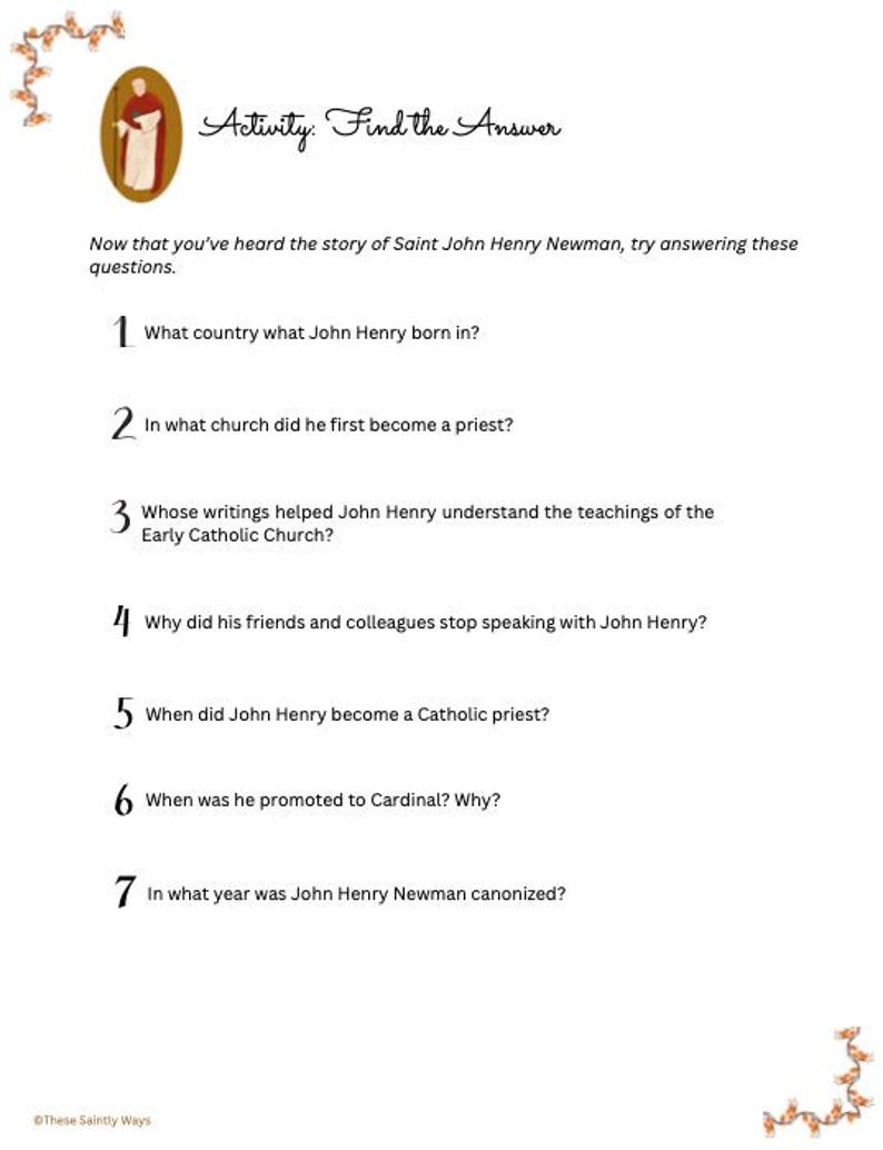 Printable October Catholic Saints Calendar, Stories, and Activities for ...