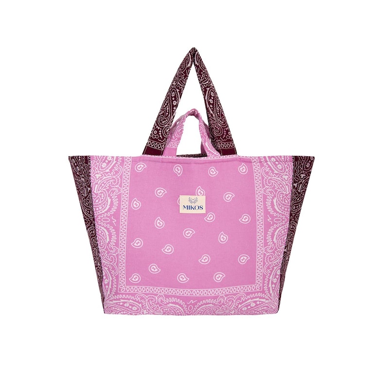 Love Hand Embroidered Perla Tote Bag: Claret Red & Pink Quilted ...