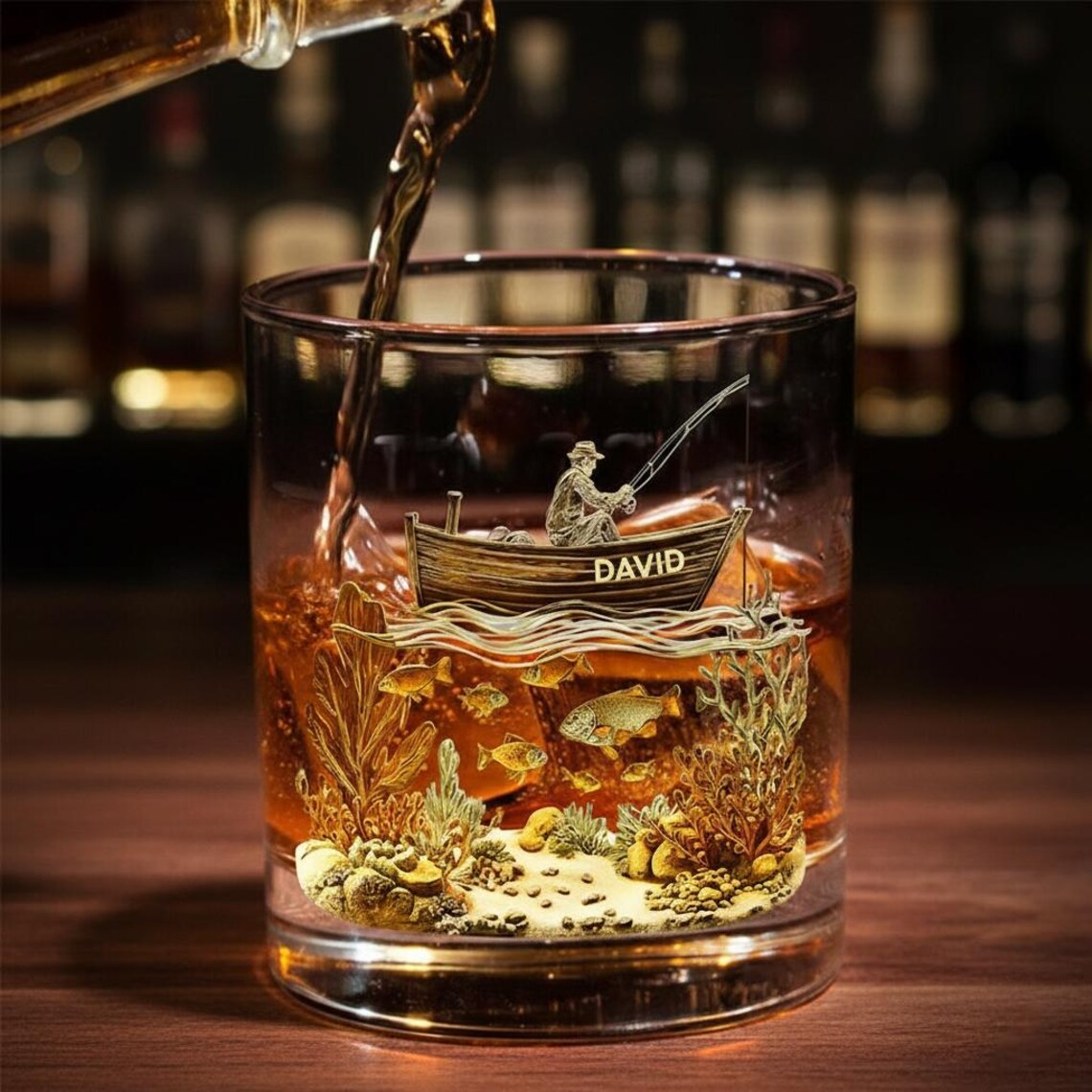 Personalized Fishing Whiskey Glass, Fishing Boat Wine Glass, Custom ...