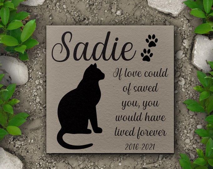 Cat Passing Away Gift, Heart Rock Memorial Personalized Slate Stone SD ...
