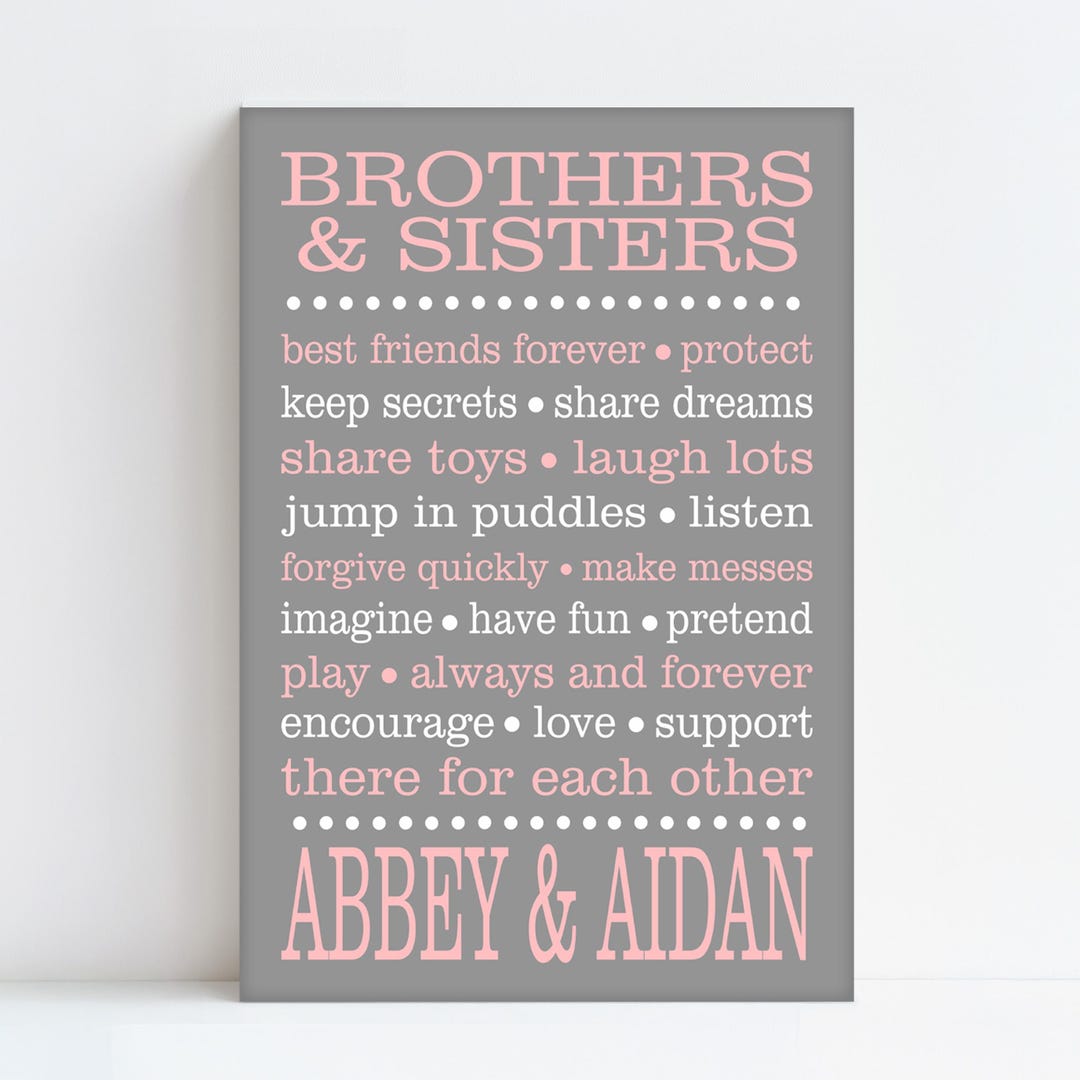 Twin Baby Gift | PERSONALIZED Name BROTHERS & SISTERS | Twins Nursery ...