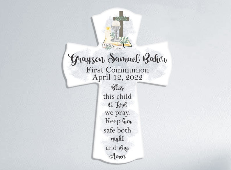 Personalized First Communion Cross for Boys – Custom Name Keepsake Gift ...