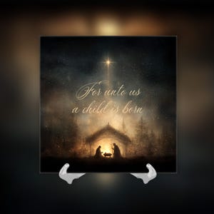 Nativity Ceramic Tile: "for Unto Us a Child is Born", Christmas Gift - Etsy
