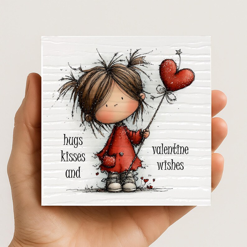 Hugs Kisses Valentine Wishes • Mini Gift Block • Sweet Valentines Decor ...
