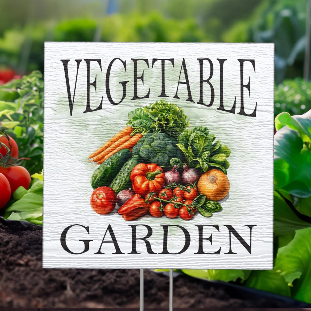 Rustic Vegetable Garden Weatherproof Sign With Stake, 8x8 Outdoor ...