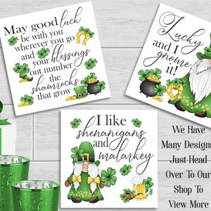 Lucky and I Gnome It Sign St Patricks Day Decoration for Home Wooden ...