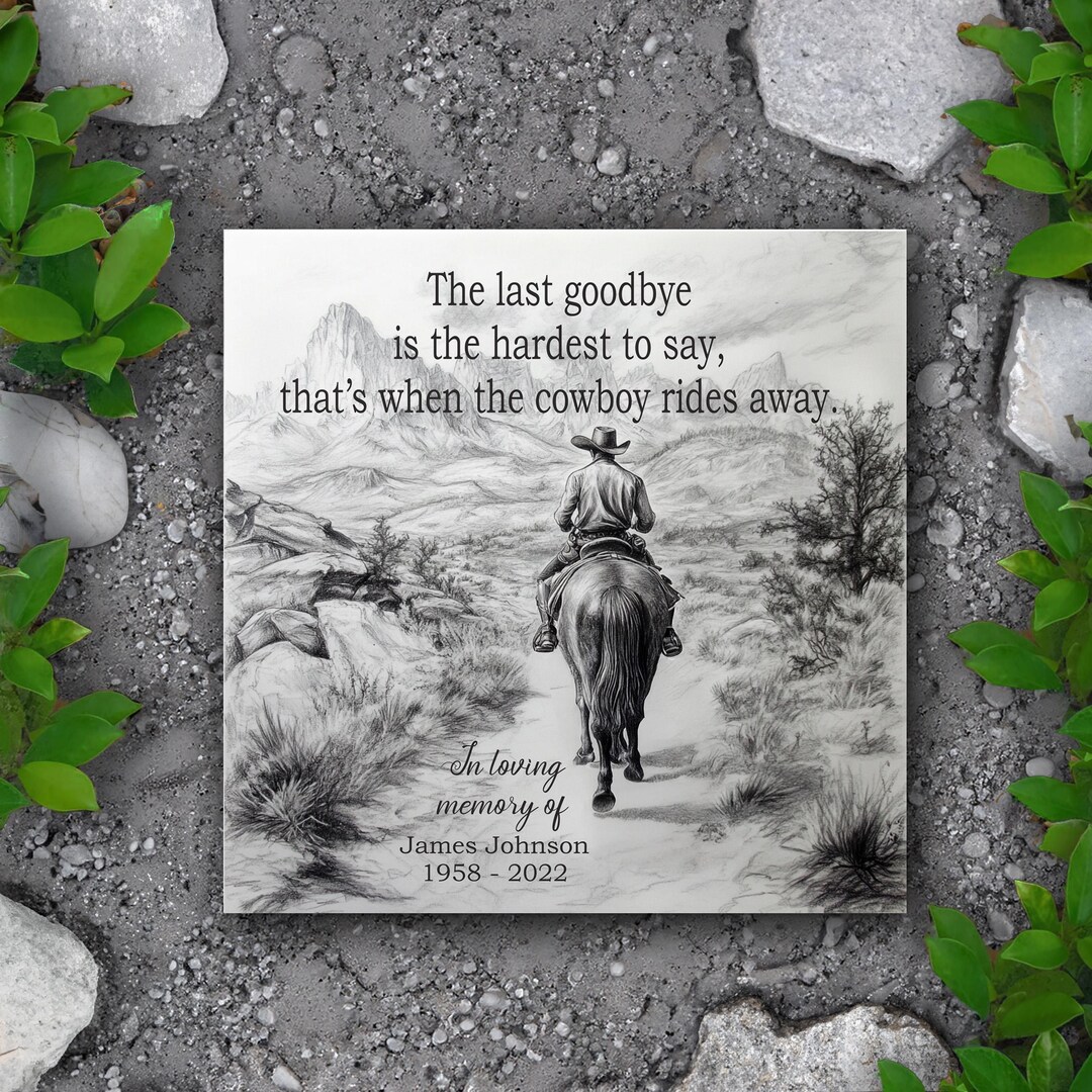 Personalized Cowboy Memorial Tile: Western Horse Theme Cowgirl Plaque ...