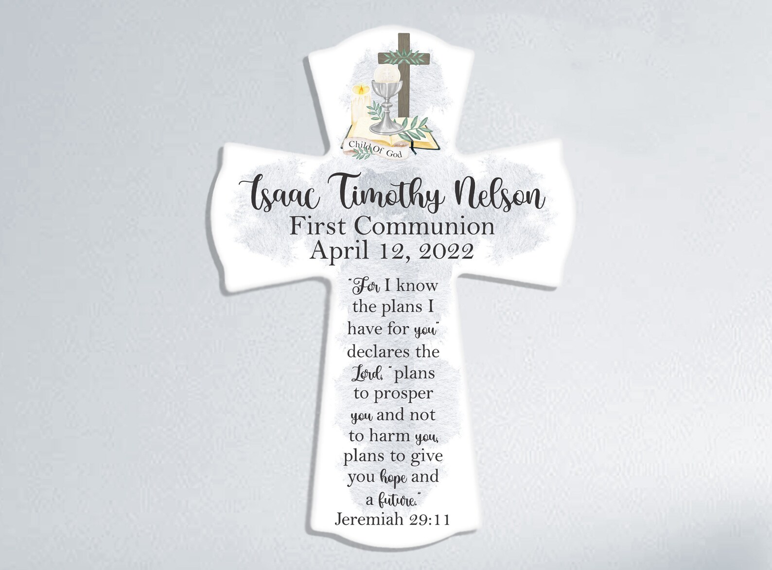 Personalized First Communion Cross for Boys – Custom Name Keepsake Gift ...
