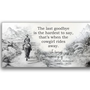 Personalized Cowboy Memorial Ceramic Tile: Farewell Cowgirl Keepsake ...