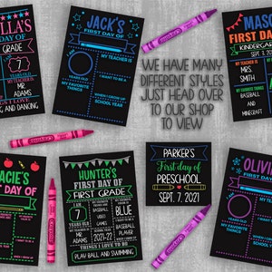 Customizable First Day of School Chalkboard Sign - Reusable Back-to ...