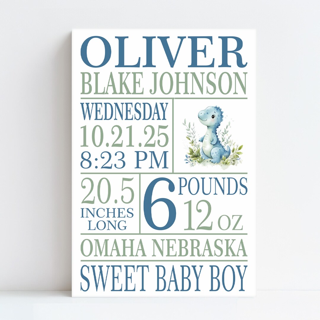 Dinosaur Birth Stat Wood Sign: Personalized Dino Nursery Decor - Etsy