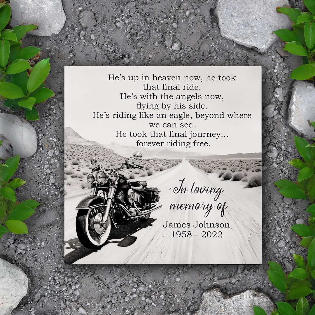 Motorcycle Memorial Tile: Custom Biker Tribute, Personalized Name ...