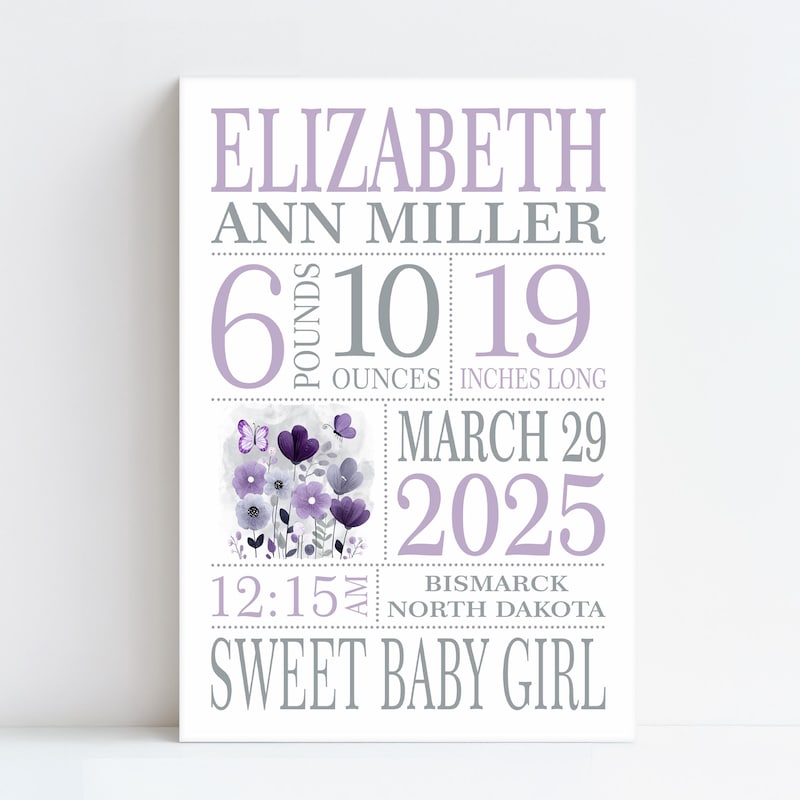 Baby Stat Artwork - Etsy