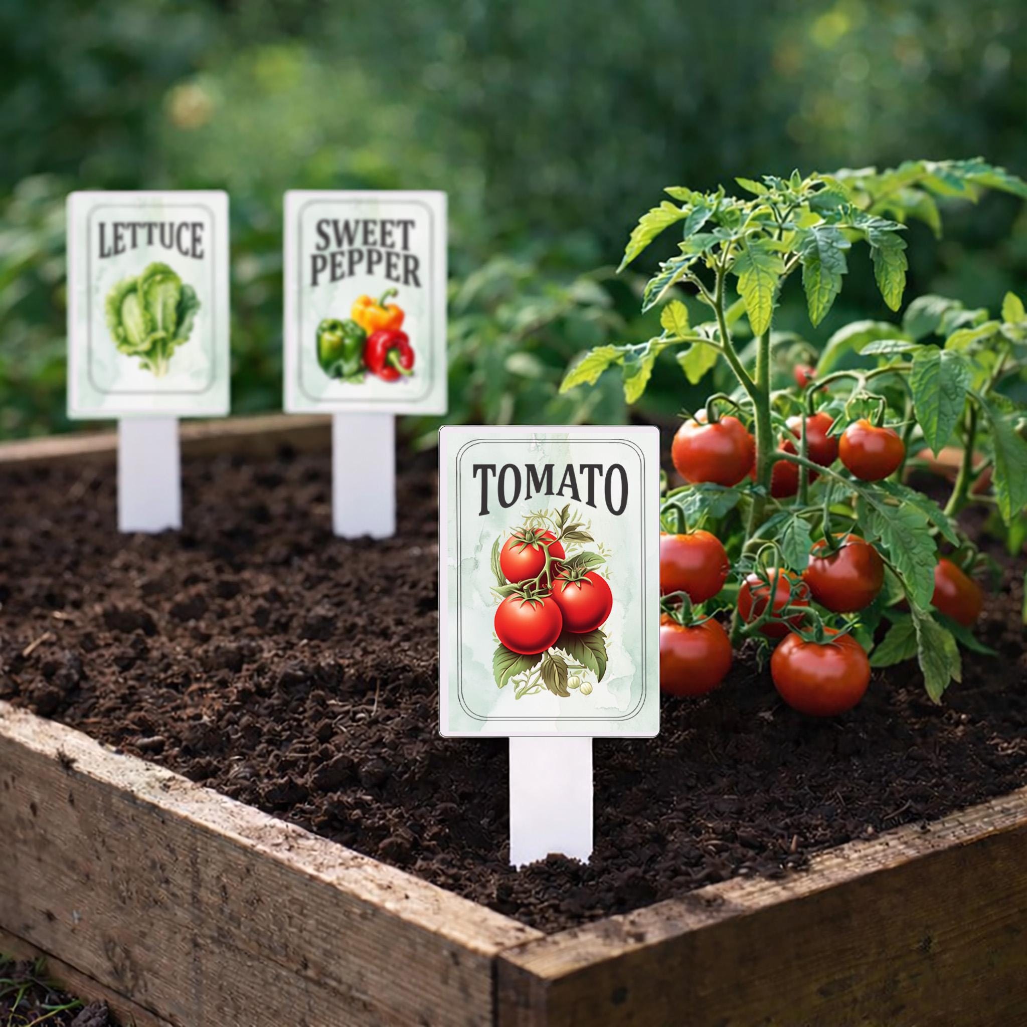 Garden Plant Markers – Waterproof PVC Vegetable Labels for Raised Beds ...