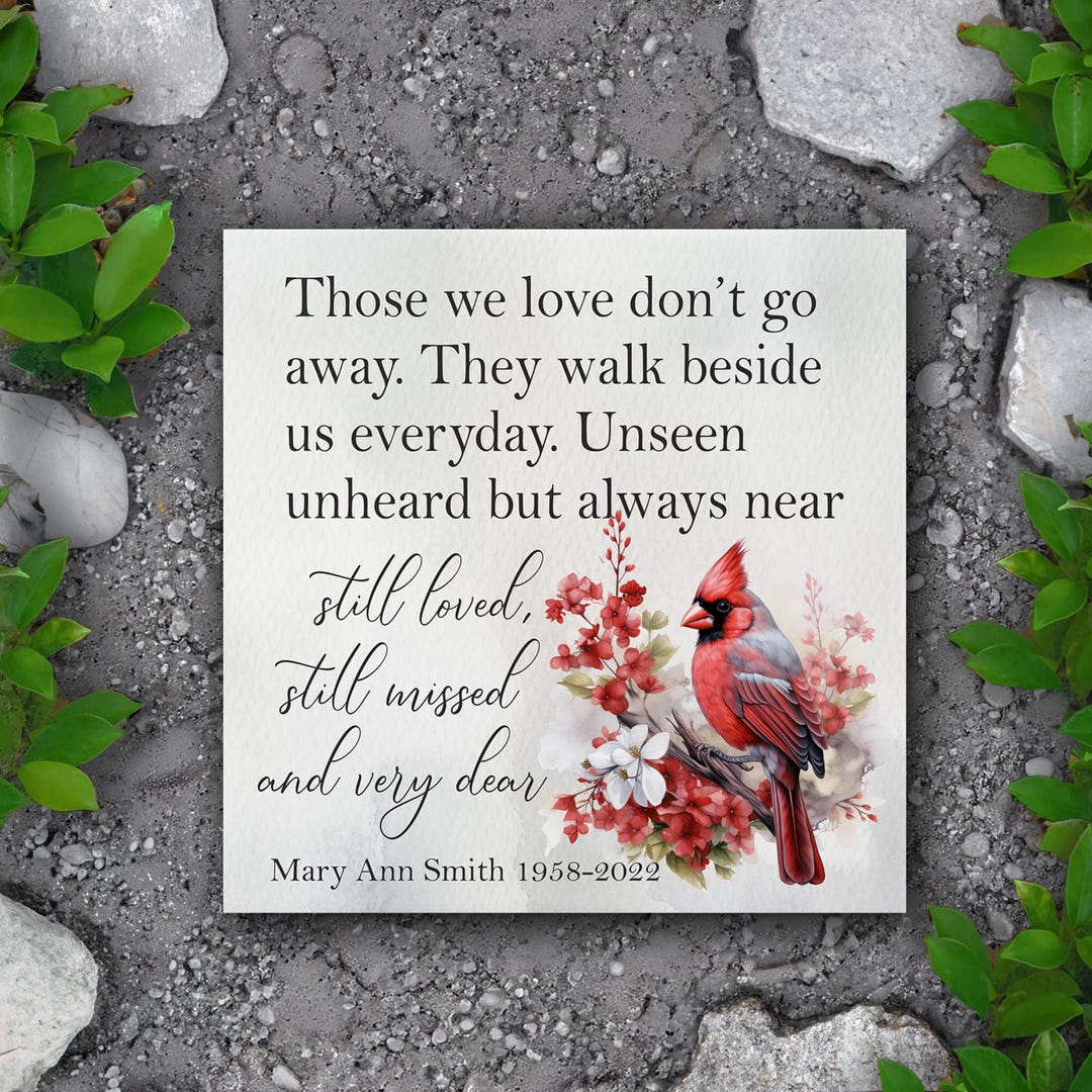 Memorial Garden Art With Cardinal | Personalized Remembrance Tile ...