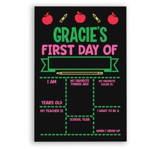 Customizable First Day of School Chalkboard Sign - Reusable Back-to ...
