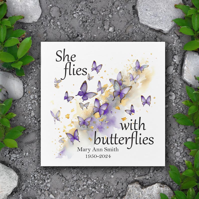 Butterfly Memorial Tile for Garden – Personalized Outdoor Remembrance ...