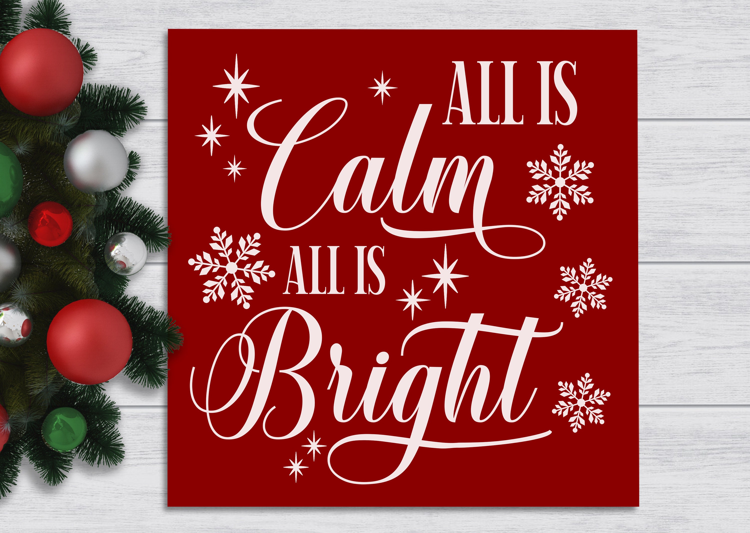 Christmas Plaque All Is Calm All Is Bright Sign Wood | Etsy