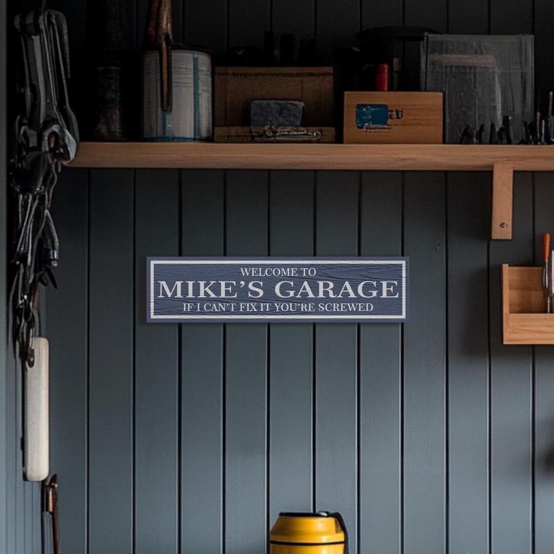 Personalized Garage Sign, Custom Workshop Sign, Man Cave Decor, Fix It ...