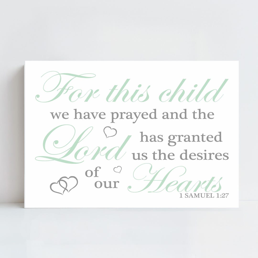 For This Child We Have Prayed - Sign Nursery Wall Decor - 1 Samuel 1 27 ...