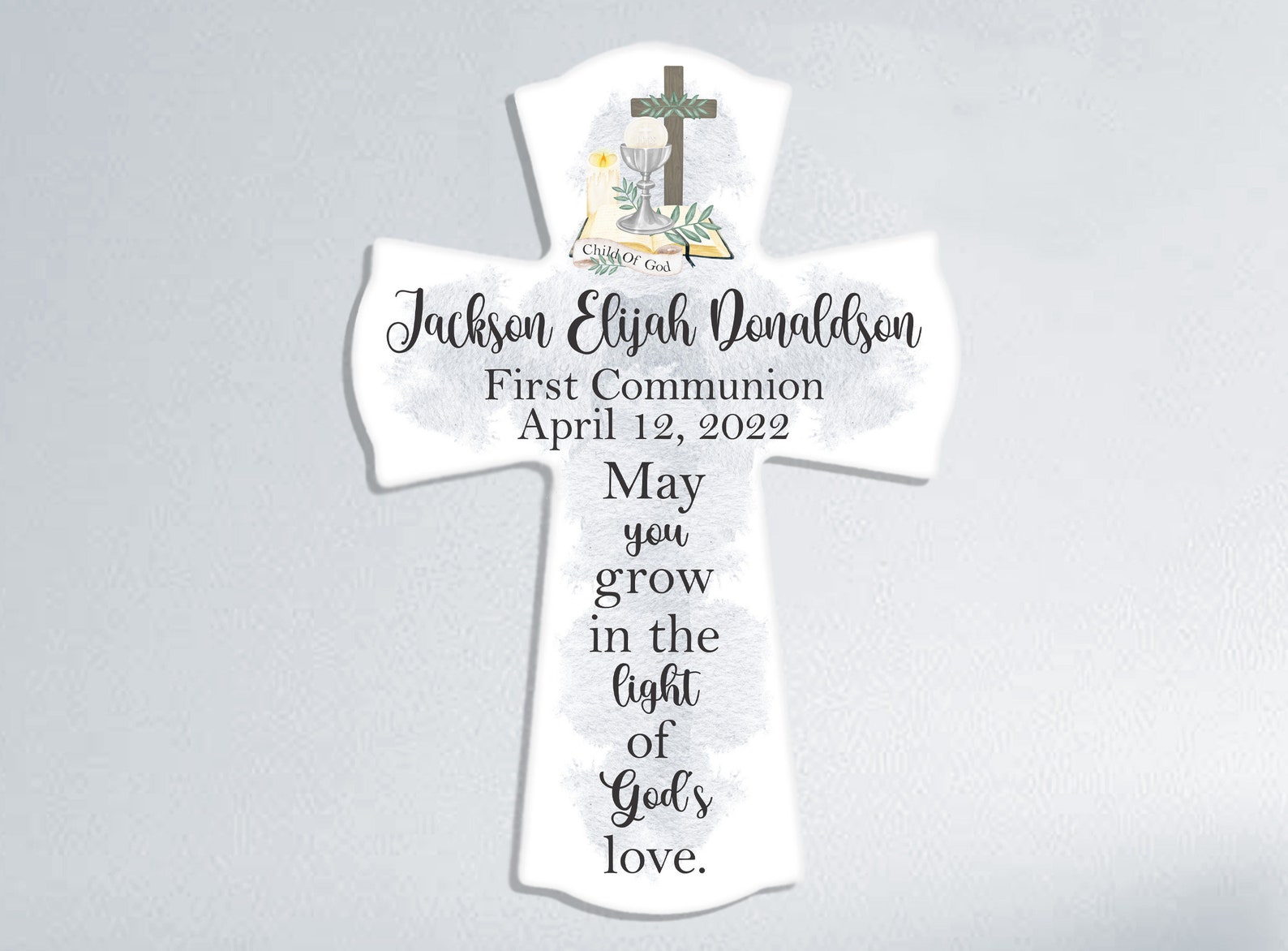 Personalized First Communion Cross for Boys – Custom Name Keepsake Gift ...