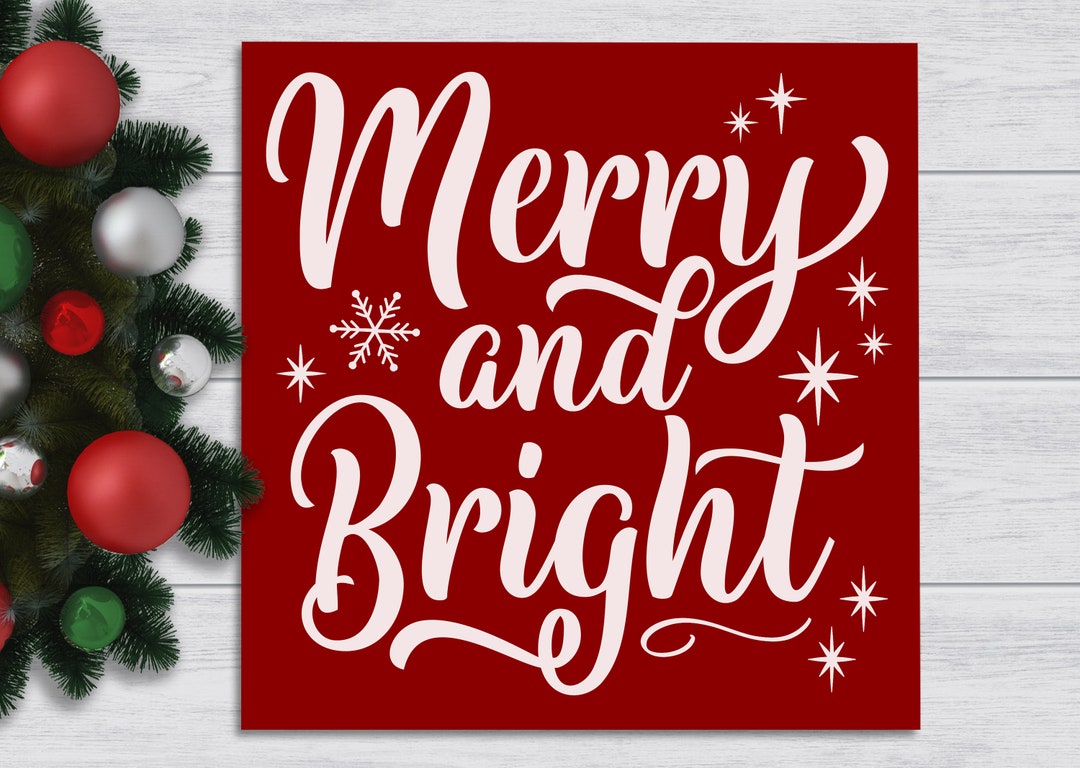 Merry and Bright Christmas Sign Wooden Sign Merry and Bright Christmas ...
